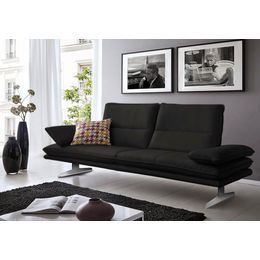 2,5-Sitzer W.Schillig "broadway Designsofa mit hohem Sitzkomfort", schwarz (schwarz z59), B:236cm H:94cm T:96cm, Longlife Xtra-Leder Z59: Glattleder mit modischer Pr&auml;gung. Hautst&auml;rke 0, 9 - 1, 1 mm, Sofas, Sitztiefenverstellung, Kopfteil- & Seitenteilverstellung, Breite 236cm