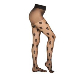 Feinstrumpfhose Camano "Halloween 1er Pack", Damen, Gr. L, schwarz skull, 90% Polyamid, 10% Elasthan, Strumpfhosen Feinstrumpfhose