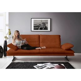 2,5-Sitzer W.Schillig "broadway, Designsofa mit tollem Sitzkomfort", braun (cognac z69), B:236cm H:94cm T:96cm, Longlife Xtra-Leder Z69: Das feinnarbige, gedeckte Softleder Z69 besticht durch seine au&szlig;ergew&ouml;hnliche Weichheit im trendigen &raquo;Vintage-Look&laquo;, Hautst&auml;rke 0, 9 - 1, 1 mm, Sofas, Sitztiefenverstellung, Kopfteil- & Seitenteilverstellung, Breite 216cm