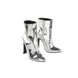 Stiefel Buffalo "Buffalo July Bootie Vegan Patent", Damen, Gr. 36, silber, Polyurethan, unifarben, Schuhe Stiefel