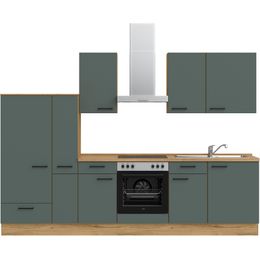 K&uuml;chenzeile Nobilia "Easytouch I", NEU: individuell anpassbar mit gratis Profi-Beratung", gr&uuml;n (k&uuml;che: gr&uuml;n, korpus: eiche sierra nachbildung, arbeitsplatte: eiche sierra nachbildung), B:300,3cm H:216,6cm T:60cm, Komplettk&uuml;chen-Sets, K&uuml;chenzeile, vormontiert, Breite 300 cm, Ausrichtung w&auml;hlbar, wahlw. mit E-Ger&auml;ten