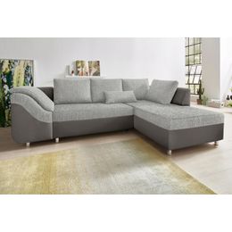 Ecksofa Collection AB "Sally L-Form, B: 256 cm", grau (anthrazit, hellgrau), B:256cm H:87cm T:165cm, Microfaser PRIMABELLE (100% Polyester) / Struktur (80% Polyester, 20% Acryl);Struktur (80% Polyester, 20% Acryl);Kunstleder SOFTLUX / Struktur (80% Polyester, 20% Acryl);Microfaser PRIMABELLE (100% Polyester) / Cord (100% Polyester), Sofas, Ecksofa, 1 Zierkissen, optional Bettfunktion & Bettkasten