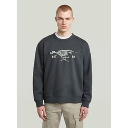 G-Star Raw Longpullover G-STAR "Running Dog Back Graphic Sweater", Herren, Gr. M, india ink, Obermaterial: 58% Baumwolle, 42% Polyester, Pullover Longpullover