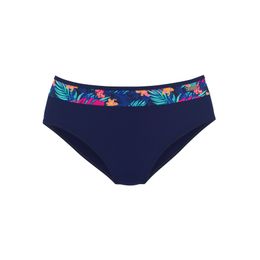 Bikini-Hose Lascana, Gr. 34, N-Gr, bunt (navy, pink bedruckt), Recycling-Polyamid, bedruckt, Badehosen Bikini-Hose, mit bedruckter Blende am Bund