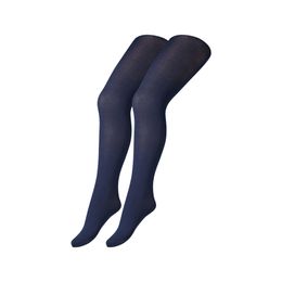 Strumpfhose Camano "2er Pack", M&auml;dchen, Gr. 110/116, blau, 95% Polyester, 5% Elasthan, Strumpfhosen Strumpfhose