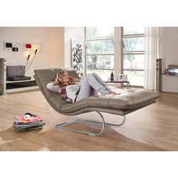 Relaxliege W.Schillig "daily dreams", braun (stone z59), B:95cm H:91cm T:170cm, Longlife Xtra-Leder Z59: Glattleder mit modischer Pr&auml;gung. Hautst&auml;rke 0, 9 - 1, 1 mm, Sofas, in Waffelkissen-Optik, wahlweise mit Motor, Freischwingergestell