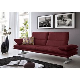 2,5-Sitzer W.Schillig "broadway Designsofa mit hohem Sitzkomfort", rot (burgundy z69), B:236cm H:94cm T:96cm, Longlife Xtra-Leder Z69: Das feinnarbige, gedeckte Softleder Z69 besticht durch seine au&szlig;ergew&ouml;hnliche Weichheit im trendigen &raquo;Vintage-Look&laquo;, Hautst&auml;rke 0, 9 - 1, 1 mm, Sofas, Sitztiefenverstellung, Kopfteil- & Seitenteilverstellung, Breite 236cm