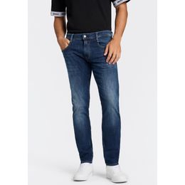 Slim-fit-Jeans Replay "Anbass", Herren, Gr. 30, L&auml;nge 32, dunkelblau 560, Denim/Jeans, Obermaterial: 98% Baumwolle, 2% Elasthan, slim fit normal, Jeans Slim-fit-Jeans