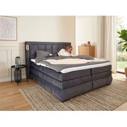 Boxspringbett OTTO HOME "MIVVA inkl. Bettkasten & Topper, Komfortliegeh&ouml;he: 67 cm", anthrazit, B:204cm L:215cm, Holz teilmassiv, Holzwerkstoff, Spanplatte, Komplettbetten, Boxspringbett, in H3, H4 oder Hmix H3/H4, wahlweise mit oder ohne LED-Leuchten