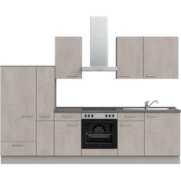 K&uuml;chenzeile Nobilia "Riva I", NEU: individuell anpassbar mit gratis Profi-Beratung", grau (k&uuml;che: grau, korpus: steingrau, arbeitsplatte: beton schiefergrau nachbildung), B:300,3cm H:216,6cm T:60cm, Komplettk&uuml;chen-Sets, K&uuml;chenzeile, vormontiert, Breite 300 cm, Ausrichtung w&auml;hlbar, wahlw. mit E-Ger&auml;ten