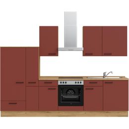 K&uuml;chenzeile Nobilia "Easytouch I", NEU: individuell anpassbar mit gratis Profi-Beratung", rot (k&uuml;che: rot, korpus: eiche sierra nachbildung, arbeitsplatte: eiche sierra nachbildung), B:300,3cm H:216,6cm T:60cm, Komplettk&uuml;chen-Sets, K&uuml;chenzeile, vormontiert, Breite 300 cm, Ausrichtung w&auml;hlbar, wahlw. mit E-Ger&auml;ten