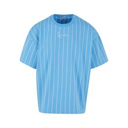 T-Shirt Karl Kani "Karl Kani Herren", Damen, Gr. S, cyan blau, 100% Baumwolle, gestreift, oversize, Rundhals, Shirts T-Shirt
