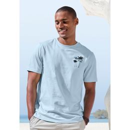 Beach Time T-Shirt BEACHTIME "mit gro&szlig;em R&uuml;ckenprint", Herren, Gr. 3XL (64/66), blau (hellblau), Single Jersey, Obermaterial: 100% Baumwolle, bedruckt, regular fit, Rundhals, abgesteppte Kante, Shirts T-Shirt, Regular-Fit, mit Print vorn und hinten
