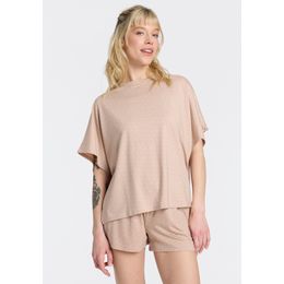 T-Shirt BOSS "B Logo", Damen, Gr. S, light beige 271, Jersey, Obermaterial: 95% Lyocell, 5% Elasthan, bequem normal, Rundhals, Shirts T-Shirt, lockere Passform