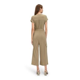 Overall Betty Barclay "Damen mit Eingrifftaschen", Damen, Gr. 36, Normalgr&ouml;&szlig;en, braun (soft olive), Obermaterial: 94% Polyester, 6% Elasthan, figurumspielend, V-Ausschnitt, Overalls Overall, Form