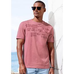 T-Shirt John Devin "mit Print", Herren, Gr. L (52/54), rot (rosenholz), Slub, Obermaterial: 100% Baumwolle, bedruckt, regular fit, Rundhals, abgesteppte Kante, Shirts T-Shirt, Regular-Fit, aus Slub-Qualit&auml;t, mit Print
