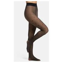 Feinstrumpfhose Camano "1er Pack", Damen, Gr. 42/44, schwarz hearts, 50% Polyester, 40% Polyamid, 10% Elasthan, Strumpfhosen Feinstrumpfhose