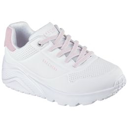 Sneaker Skechers "UNO LITE", M&auml;dchen, Gr. 30, wei&szlig;, rose, Lederimitat, unifarben mit Farbeinsatz, Schuhe Sneaker, Slip-on Sneaker, Schlupfschuh, Freizeitsneaker mit Gummiz&uuml;ge