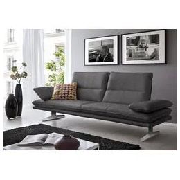 2,5-Sitzer W.Schillig "broadway Designsofa mit hohem Sitzkomfort", grau (anthrazit s22), B:236cm H:94cm T:96cm, Flachgewebe S22 (100% Polyester), Sofas, Sitztiefenverstellung, Kopfteil- & Seitenteilverstellung, Breite 236cm