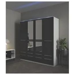 Kleiderschrank Priess "Schrank Garderobe W&auml;scheschrank Barcelona in 5 Breiten", schwarz (schwarz, wei&szlig;), B:185cm H:193cm T:54cm, Holzwerkstoff, Schr&auml;nke, Kleiderschrank, viel Stauraum, ger&auml;umige Schubk&auml;sten, mit Spiegel, MADE IN GERMANY
