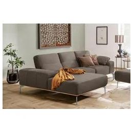 Ecksofa W.Schillig "run, Designsofa mit tollem Sitzkomfort, L-Form", braun (stone w82), B:279cm H:88cm T:178cm, Longlife Xtra-Leder Z73: Naturwalkleder der Luxusklasse aus den erlesensten Rohh&auml;uten. Hautst&auml;rke 1, 1 &ndash; 1, 3 mm;ROHLEDER Jacquard-Flachgewebe Q2 W60 (63% Polyester, 37% Polyacryl);ROHLEDER Chenille-Flachgewebe Q2 W77 (68% Polyacryl, 32% Polyester);Stoff S37 (100% Polyester), Sofas, Ecks