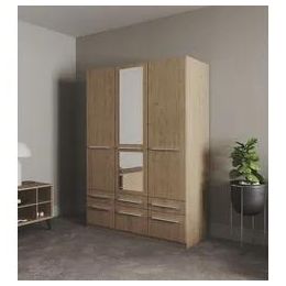 Kleiderschrank Priess "Schrank Garderobe W&auml;scheschrank Barcelona in 5 Breiten", braun (edelbuchefarben), B:140cm H:193cm T:54cm, Holzwerkstoff, Schr&auml;nke, Kleiderschrank, viel Stauraum, ger&auml;umige Schubk&auml;sten, mit Spiegel, MADE IN GERMANY