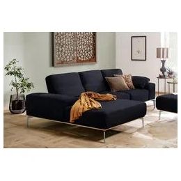 Ecksofa W.Schillig "run, Designsofa mit tollem Sitzkomfort, L-Form", blau (dunkelblau w82), B:279cm H:88cm T:178cm, Longlife Xtra-Leder Z73: Naturwalkleder der Luxusklasse aus den erlesensten Rohh&auml;uten. Hautst&auml;rke 1, 1 &ndash; 1, 3 mm;ROHLEDER Jacquard-Flachgewebe Q2 W60 (63% Polyester, 37% Polyacryl);ROHLEDER Chenille-Flachgewebe Q2 W77 (68% Polyacryl, 32% Polyester);Stoff S37 (100% Polyester), Sofas, 