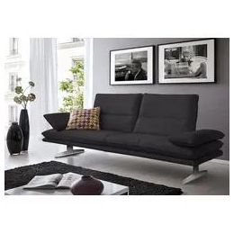 2,5-Sitzer W.Schillig "broadway Designsofa mit hohem Sitzkomfort", grau (anthrazit s37), B:236cm H:94cm T:96cm, Stoff S37 (100% Polyester): Luxus-Microfaser in Lederoptik, Sofas, Sitztiefenverstellung, Kopfteil- & Seitenteilverstellung, Breite 236cm