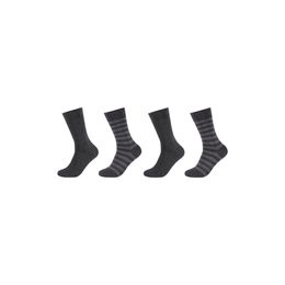 Socken Camano "4er Pack", Damen, Gr. 39-42, schwarz (anthrazit melange), 68% Baumwolle, 30% Polyamid, 2% Elasthan, gestreift, Socken Socken