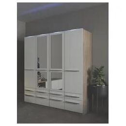 Kleiderschrank Priess "Schrank Garderobe W&auml;scheschrank Barcelona in 5 Breiten", wei&szlig; (struktureichefarben hell, wei&szlig;), B:185cm H:193cm T:54cm, Holzwerkstoff, Schr&auml;nke, Kleiderschrank, viel Stauraum, ger&auml;umige Schubk&auml;sten, mit Spiegel, MADE IN GERMANY