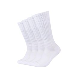 Socken Camano "4er Pack", Damen, Gr. 35-38, wei&szlig;, 60% Baumwolle, 20% Polyamid, 18% Polyester, 2% Elasthan, uni, Socken Socken, 4er Pack Rutschhemmender Sohlenprint und gepolsterte Sohle