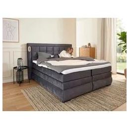Boxspringbett OTTO HOME "MIVVA inkl. Bettkasten & Topper, Komfortliegeh&ouml;he: 67 cm", anthrazit, B:204cm L:215cm, Holz teilmassiv, Holzwerkstoff, Spanplatte, Komplettbetten, Boxspringbett, in H3, H4 oder Hmix H3/H4, wahlweise mit oder ohne LED-Leuchten
