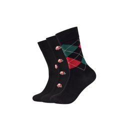 Socken Camano "ca-soft christmas Geschenkbox 3er Pack", Herren, Gr. 39-42, schwarz, 80% Baumwolle, 17% Polyamid, 3% Elasthan, gemustert, Socken Socken, 3er Pack Ca-soft Bund ohne Druckgef&uuml;hl, Superfeine, gek&auml;mmte Baumwolle