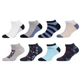 Sneakersocken Camano "8er Pack", M&auml;dchen, Gr. 27-30, captain's blau, 68% Baumwolle, 31% Polyamid, 1% Elasthan, gemustert, Socken Sneakersocken