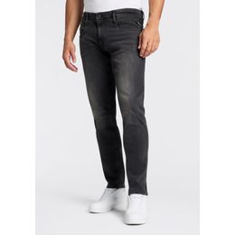 Slim-fit-Jeans Replay "Anbass", Herren, Gr. 30, L&auml;nge 32, schwarz delav&egrave;, Denim/Jeans, Obermaterial: 99% Baumwolle, 1% Elasthan, slim fit normal, Jeans Slim-fit-Jeans