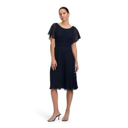 Cocktailkleid Vera Mont "Damen kurzarm", Damen, Gr. 38, Normalgr&ouml;&szlig;en, blau (night sky), Chiffon, Obermaterial: 100% Polyester; Futter: 100% Polyester, ausgestellt kurz, Rundhals, Kleider, Raffung