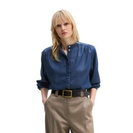 Marc O'Polo Jeansbluse MARC O'POLO "aus Leinen-Mix", Damen, Gr. 40, dunkelblau, Obermaterial: 64% Lyocell, 36% Baumwolle, unifarben, loose fit normal, Manschette, Blusen Jeansbluse