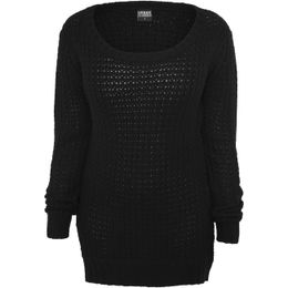 Rundhalspullover Urban Classics "Urban Classics Damen Ladies Long Wideneck Sweater", Damen, Gr. 4XL, schwarz, 100% Polyacryl, unifarben, normal, Balconnet, Pullover Rundhalspullover