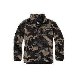 Kapuzenpullover Brandit "Brandit Herren Teddyfleece Troyer", Damen, Gr. S, schwarzcamouflage, 100% Polyester, unifarben, normal, amerikanischer Ausschnitt, Pullover Kapuzenpullover