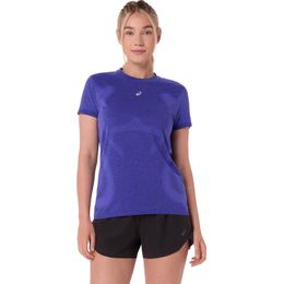 Laufshirt asics "ROAD SEAMLESS SS TOP", Damen, Gr. XS, cobalt burst, eggplant, Obermaterial: 65% Polyamid, 35% Polyester, Shirts Laufshirt, nahtlose Strickkonstruktion, mit kurzen &Auml;rmeln, mit Daumenl&ouml;chern