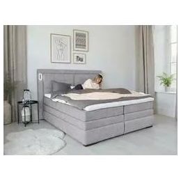 Boxspringbett OTTO HOME "MIVVA inkl. Bettkasten & Topper, Komfortliegeh&ouml;he: 67 cm", hellgrau, B:204cm L:215cm, Holz teilmassiv, Holzwerkstoff, Spanplatte, Komplettbetten, Boxspringbett, in H3, H4 oder Hmix H3/H4, wahlweise mit oder ohne LED-Leuchten