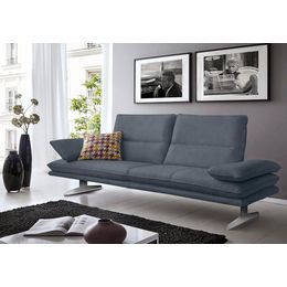 2,5-Sitzer W.Schillig "broadway Designsofa mit hohem Sitzkomfort", blau (blau z69), B:236cm H:94cm T:96cm, Longlife Xtra-Leder Z69: Das feinnarbige, gedeckte Softleder Z69 besticht durch seine au&szlig;ergew&ouml;hnliche Weichheit im trendigen &raquo;Vintage-Look&laquo;, Hautst&auml;rke 0, 9 - 1, 1 mm, Sofas, Sitztiefenverstellung, Kopfteil- & Seitenteilverstellung, Breite 236cm