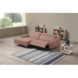 Ecksofa Egoitaliano "Suzette, Designsofa mit hohem Sitzkomfort", rosa (millenium rose), B:266cm H:95cm T:163cm, Leder &raquo;BULL&laquo; (echtes Rindsleder). Geschliffenes, pigmentiertes und behandeltes Rindsleder mit einer Dicke von 1, 3-1, 5 mm. Dieses Leder zeigt eine ziemlich weiche Hand mit einem halb undurchsichtigen Aussehen. Es handelt sich um ein gesch&uuml;tztes Leder. Eine leichte Deckschicht sch&uuml;tzt si