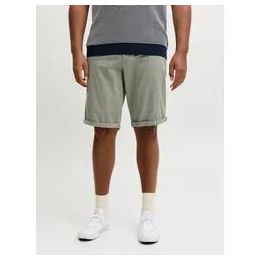 Jack & Jones PlusSize Chinoshorts "JPSTBOWIE JJSHORTS SOLID SN PLS", Herren, Gr. 42 (4XL), N-Gr, vetiver, Web, Obermaterial: 98% Baumwolle, 2% Elasthan, JACK & JONES PLUSSIZE, unifarben, regular fit knielang, Hosen Chinoshorts, mit Umschlag
