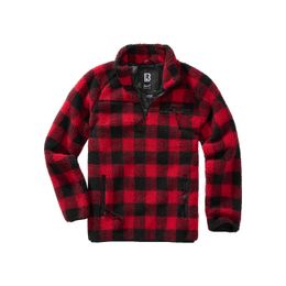 Sweatjacke Brandit "Brandit Herren Teddyfleece Troyer", Damen, Gr. 4XL, rot, schwarz, 100% Polyester, unifarben, Sweatjacken Sweatjacke