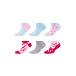 Sneakersocken s.Oliver "6er Pack", M&auml;dchen, Gr. 35-38, bunt (cherries jubilee), 58% Baumwolle, 40% Polyamid, 2% Elasthan, gemustert, Socken Sneakersocken