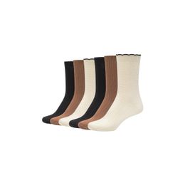 Socken Camano "comfort structured cotton 6er Pack", Damen, Gr. 39-42, egret mix, 70% Baumwolle, 28% Polyester, 2% Elasthan, Colorblocking, Socken Socken, 6er Pack, weicher, gerippter Bund ohne Einschn&uuml;ren aus Baumwolle