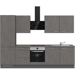 K&uuml;chenzeile Nobilia "Riva II", NEU: individuell anpassbar mit gratis Profi-Beratung", grau (k&uuml;che: grau, korpus: schiefergrau, arbeitsplatte: beton schiefergrau nachbildung), B:300,3cm H:216,6cm T:60cm, Komplettk&uuml;chen-Sets, K&uuml;chenzeile, vormontiert, Breite 300 cm, Ausrichtung w&auml;hlbar, wahlw. mit E-Ger&auml;ten