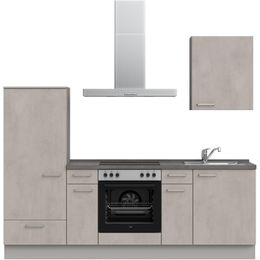 K&uuml;chenzeile Nobilia "Riva I", NEU: individuell anpassbar mit gratis Profi-Beratung", grau (k&uuml;che: grau, korpus: steingrau, arbeitsplatte: beton schiefergrau nachbildung), B:240,3cm H:216,6cm T:60cm, Komplettk&uuml;chen-Sets, K&uuml;chenzeile, vormontiert, Breite 240 cm, Ausrichtung w&auml;hlbar, wahlw. mit E-Ger&auml;ten