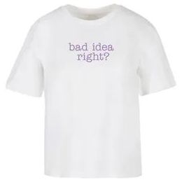 T-Shirt MISS TEE "Miss Tee Bad Idea Tee", Damen, Gr. S, wei&szlig;, 100% Baumwolle, bedruckt, oversize, Rundhals, Shirts T-Shirt